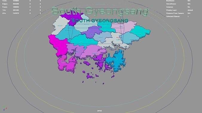 South Gyeongsang South Korea map region geography political 3D model ...