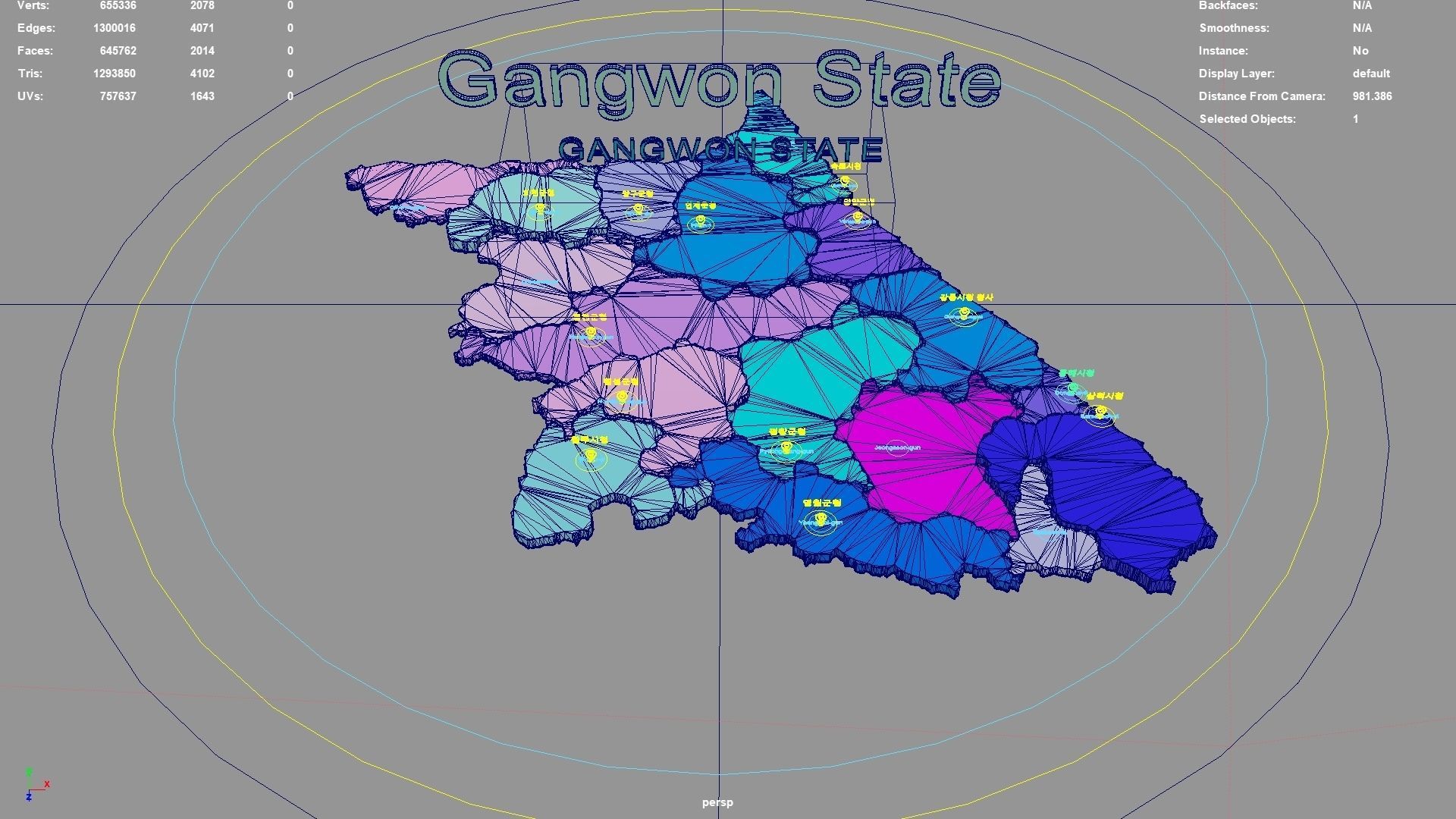 Gangwon State South Korea map region geography political 3D model ...