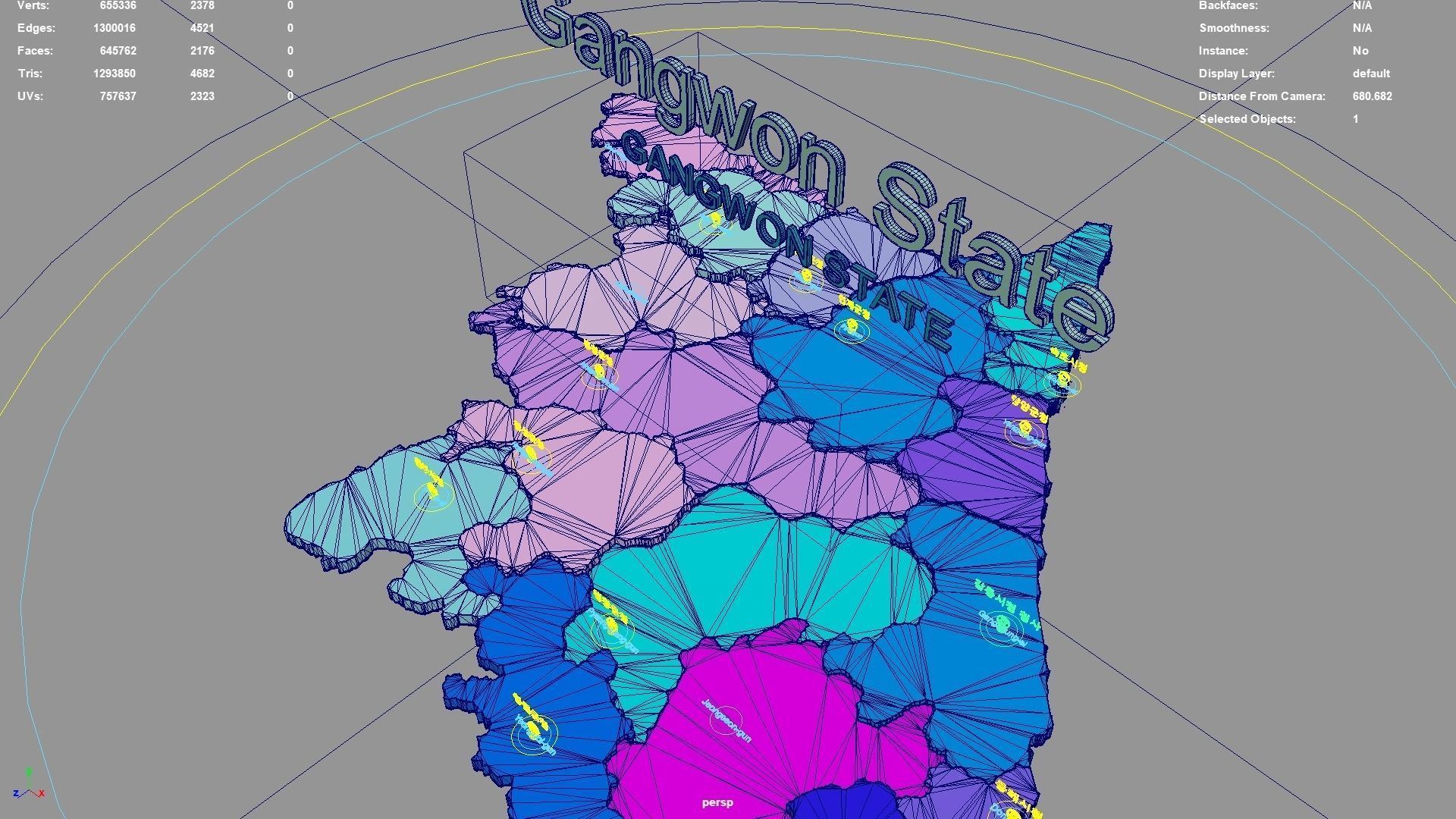 Gangwon State South Korea map region geography political 3D model ...
