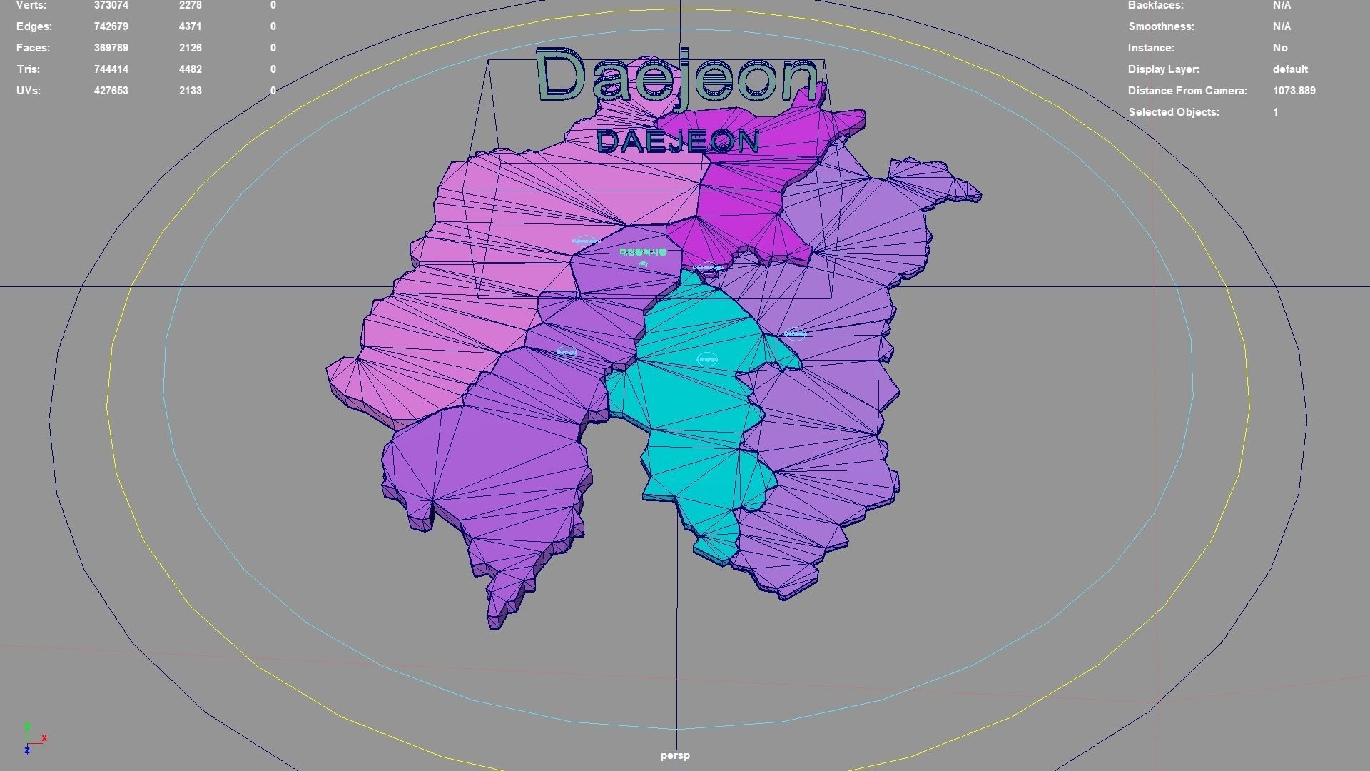 Daejeon South Korea map region geography political geographic 3D model ...