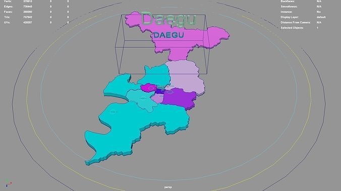 Daegu South Korea map region geography political geographic 3D model ...
