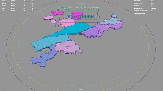 Solothurn Switzerland map region geography political geographic 3D model rigged | CGTrader