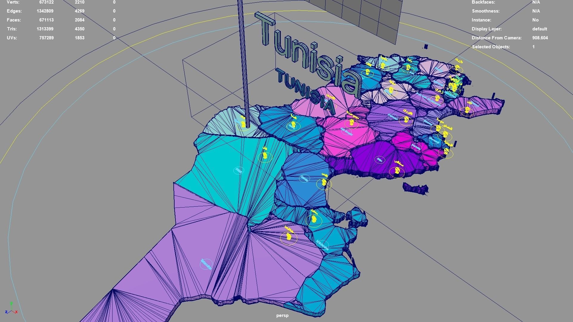 Tunisia map region geography political geographic administrative 3D ...