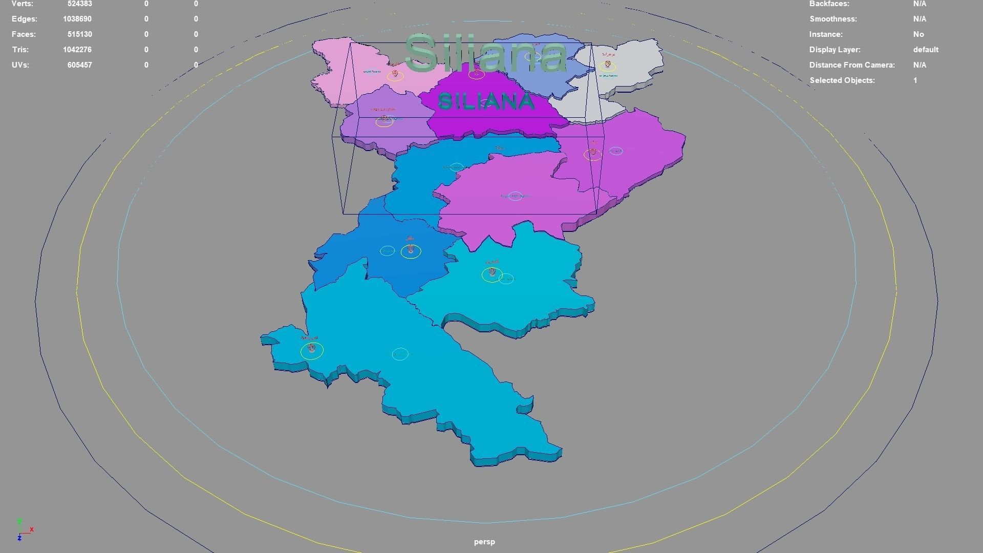 Siliana Tunisia map region geography political geographic 3D model ...