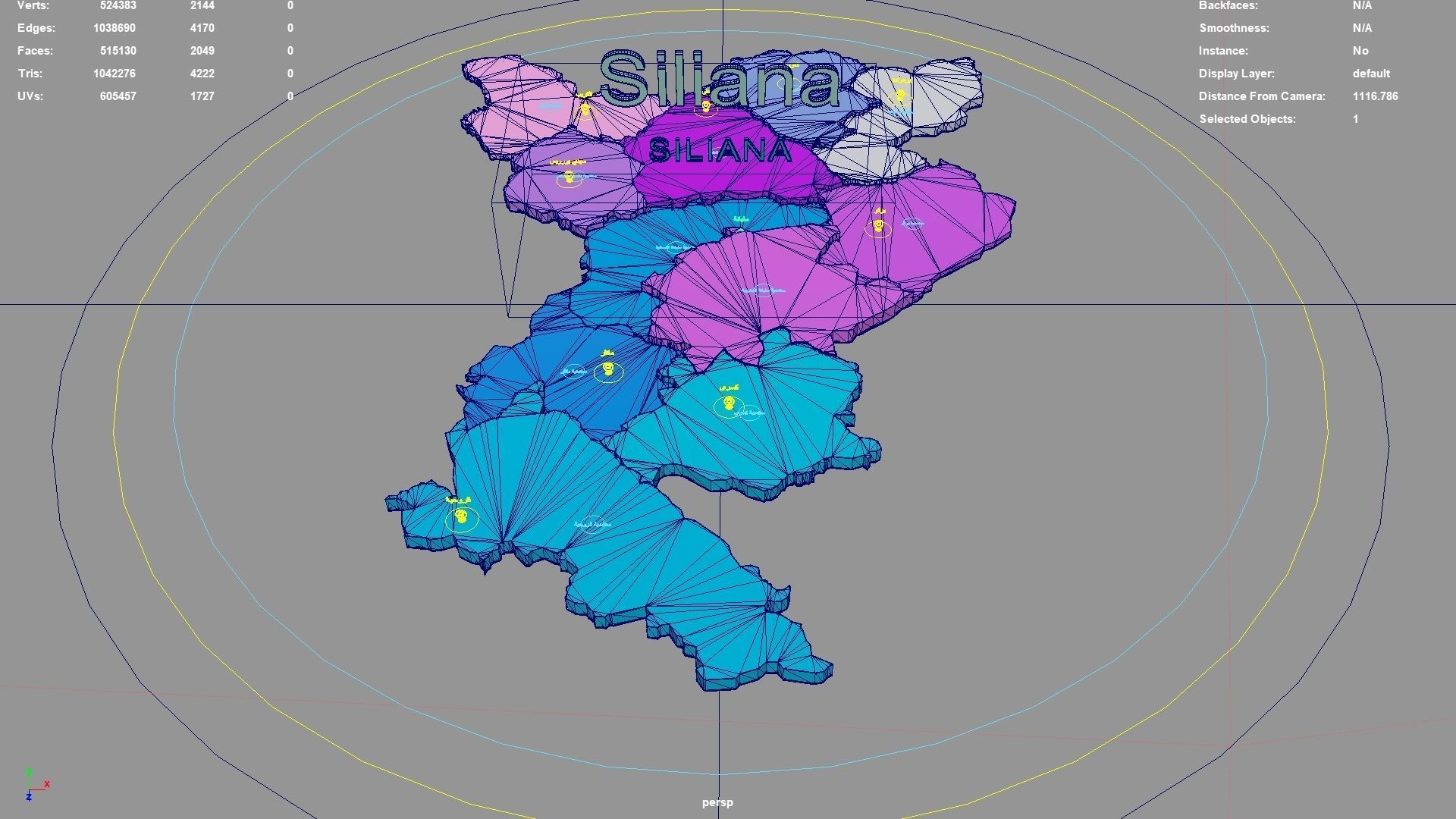 Siliana Tunisia map region geography political geographic 3D model ...