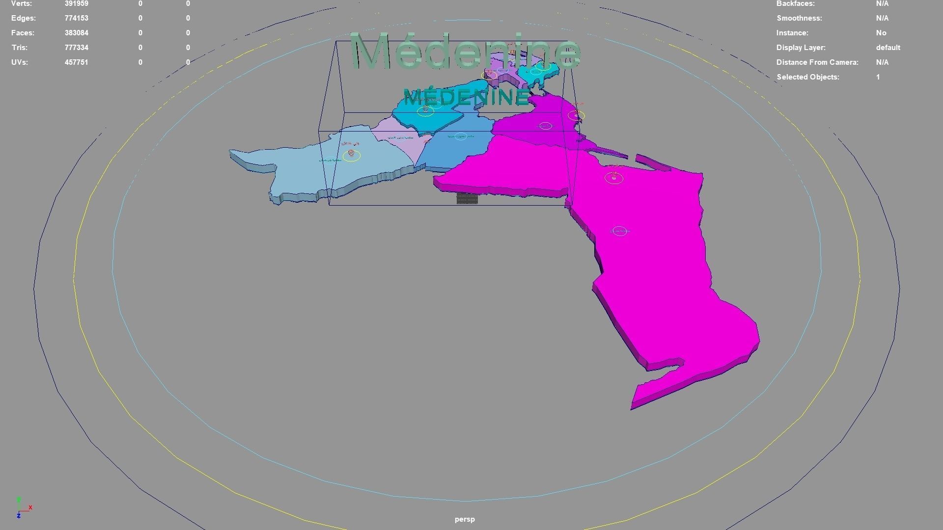 Medenine Tunisia map region geography political geographic 3D model ...