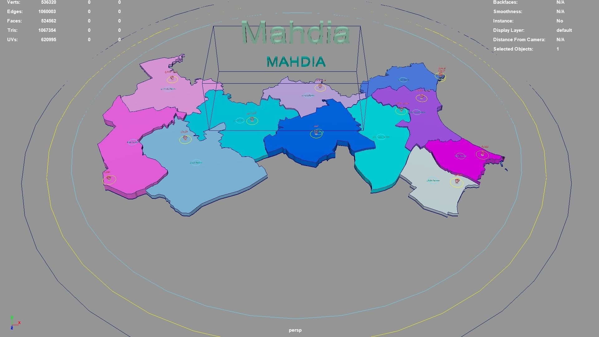 Mahdia Tunisia map region geography political geographic 3D model ...