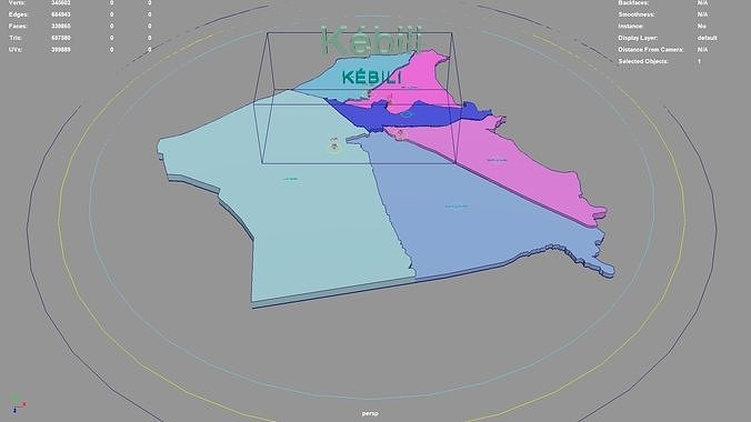 Kebili Tunisia map region geography political geographic 3D model ...