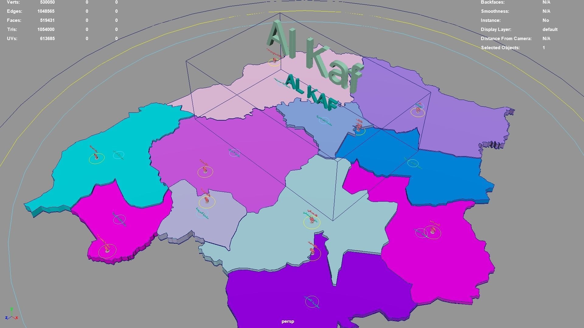 Al Kaf Tunisia map region geography political geographic 3D model ...