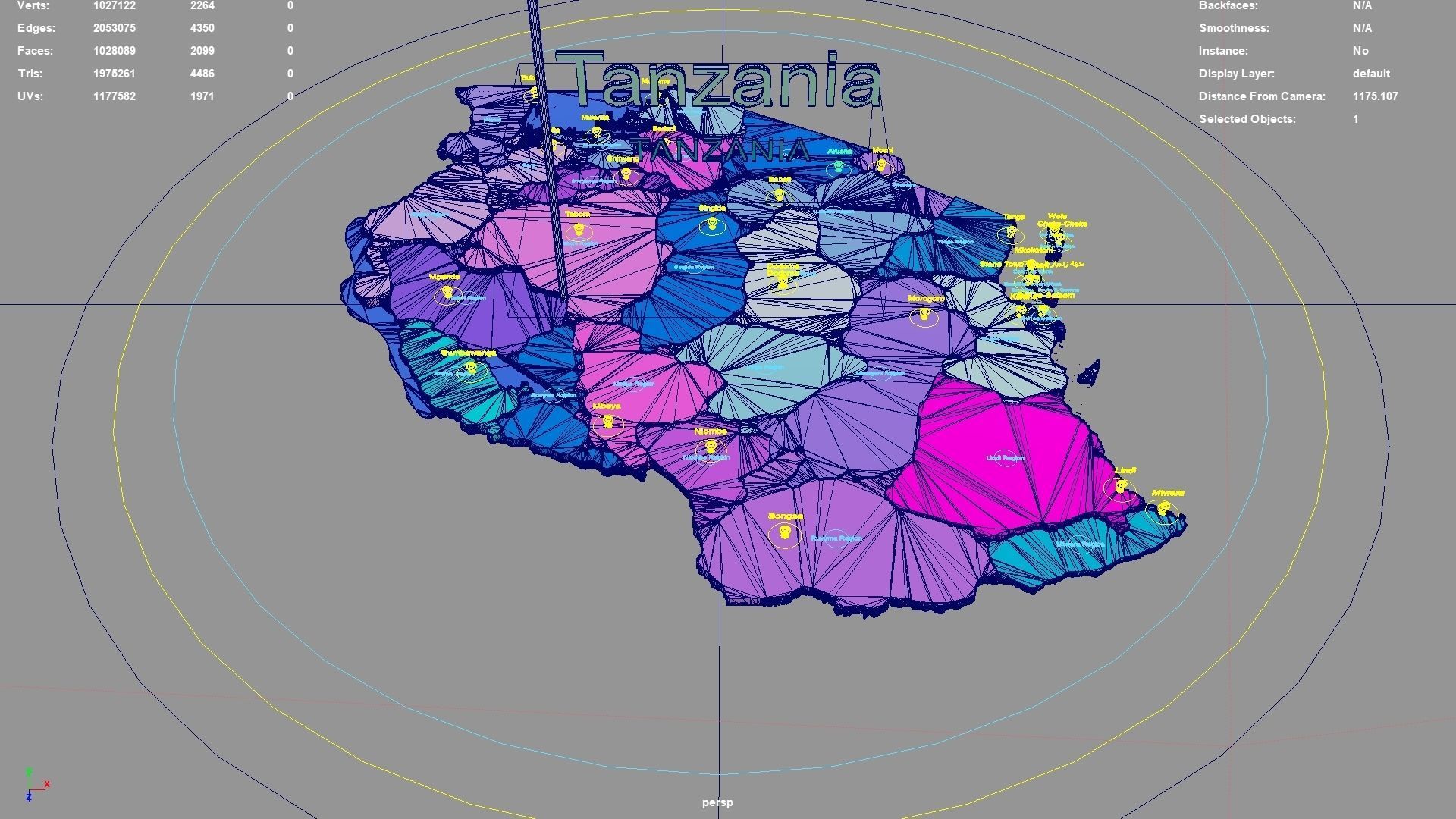 Tanzania map region geography political geographic 3D model rigged ...
