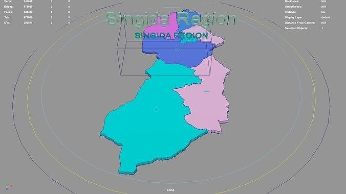 Singida Region Central Zone Tanzania map region geography 3D model ...
