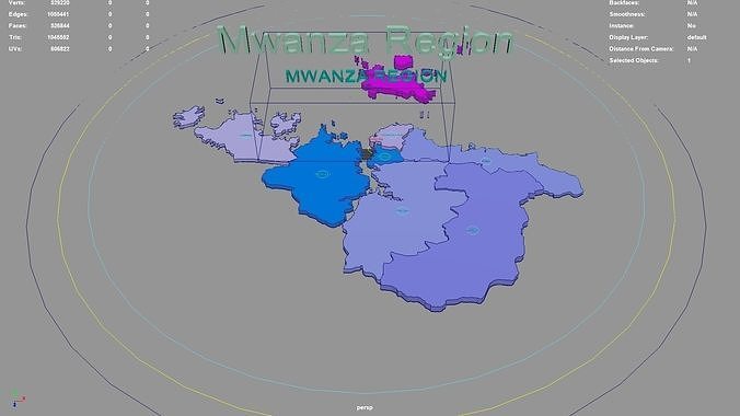Mwanza Region Lake Zone Tanzania map region geography 3D model rigged ...