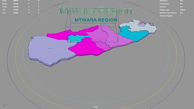Mtwara Region Coastal Zone Tanzania map region geography 3D model ...