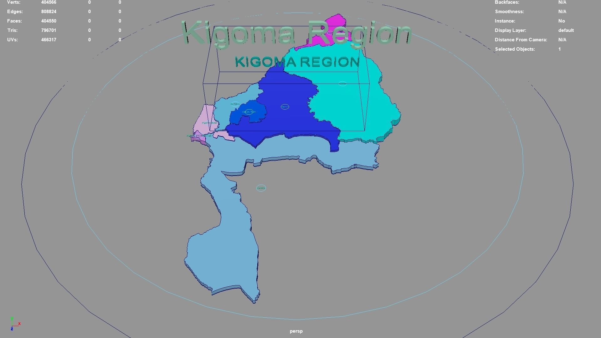 Kigoma Region Western Zone Tanzania map region geography 3D model ...