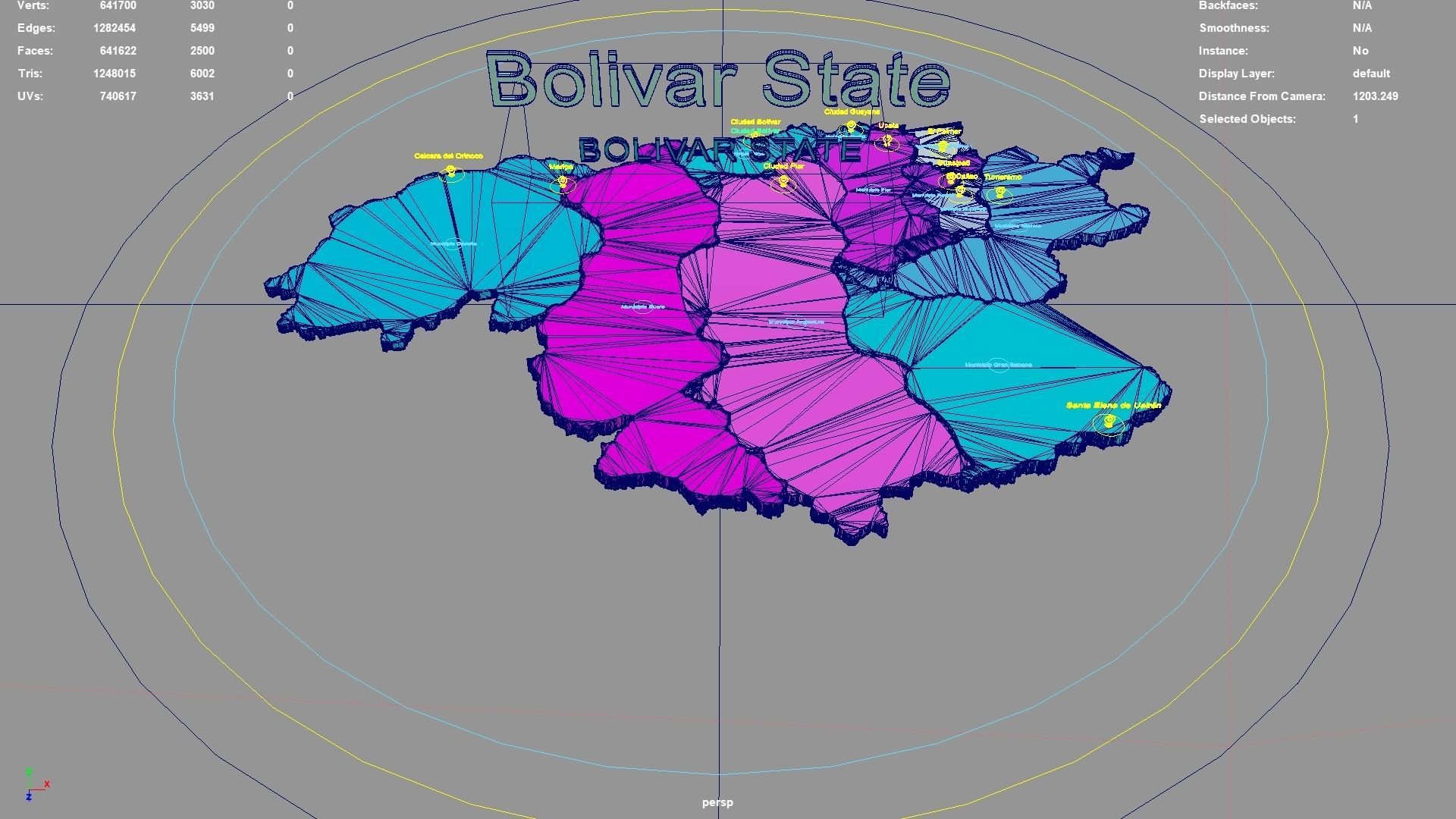 Bolivar State Venezuela map region geography political 3D model rigged ...