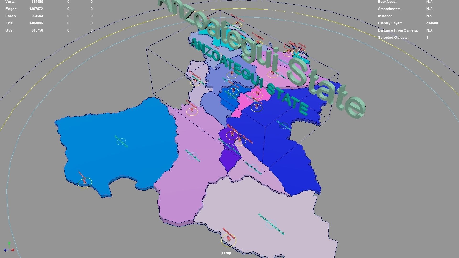 Anzoategui State Venezuela map region geography political 3D model ...