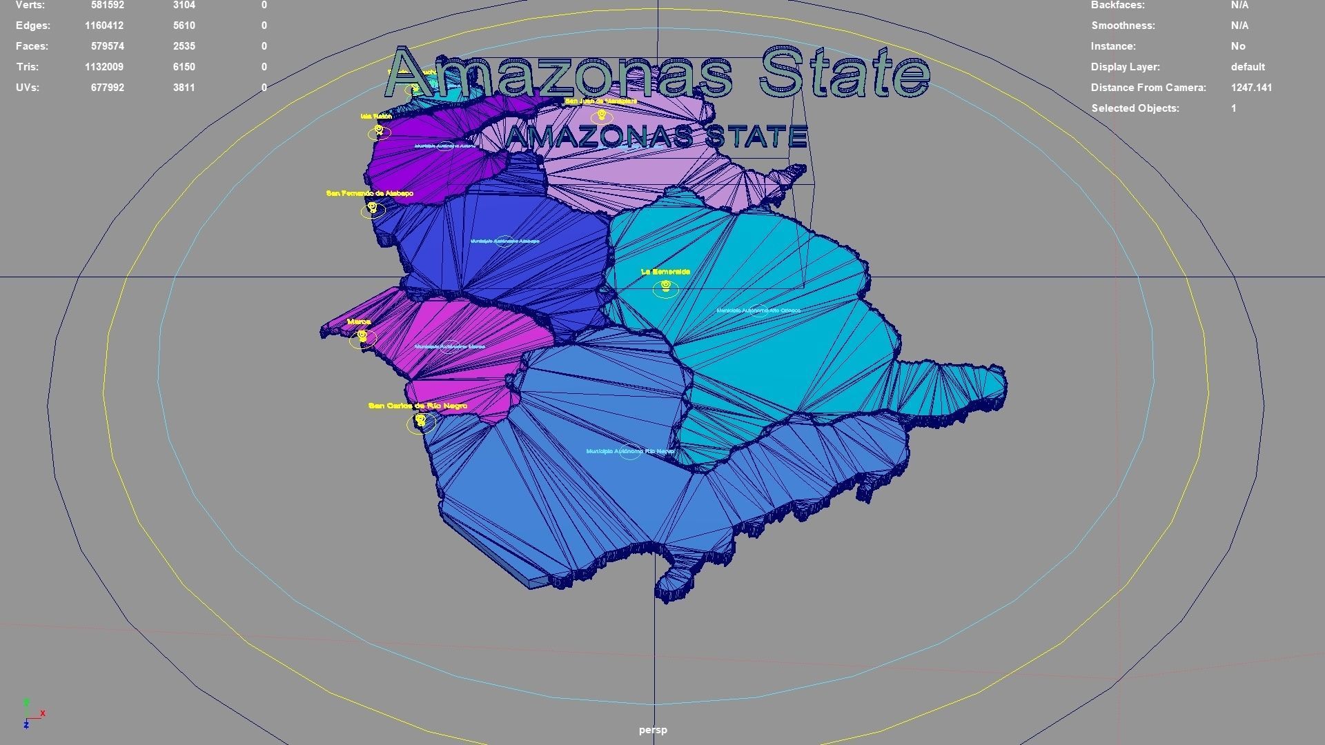 Amazonas State Venezuela map region geography political 3D model rigged ...
