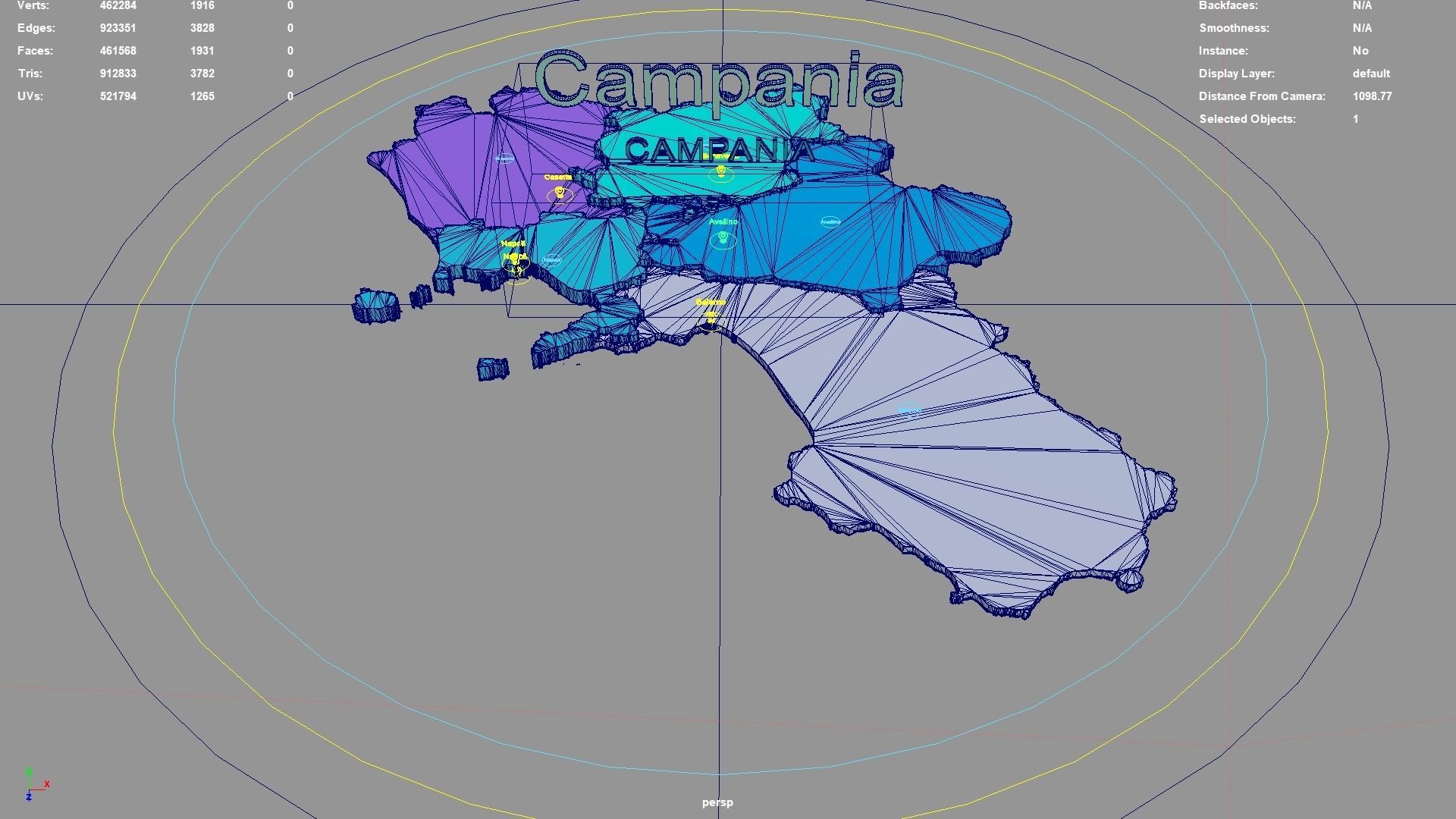 Campania Italy map region geography political geographic 3D model ...