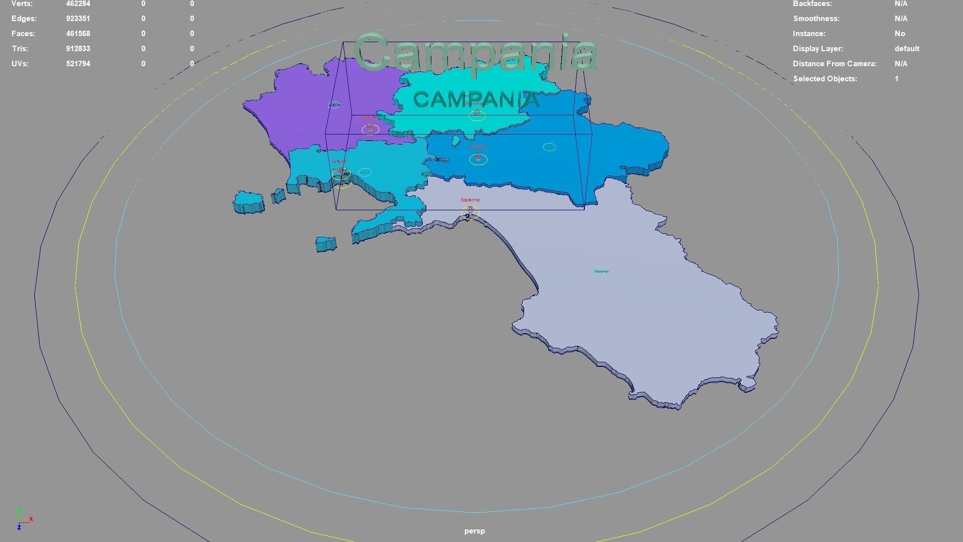 Campania Italy map region geography political geographic 3D model ...