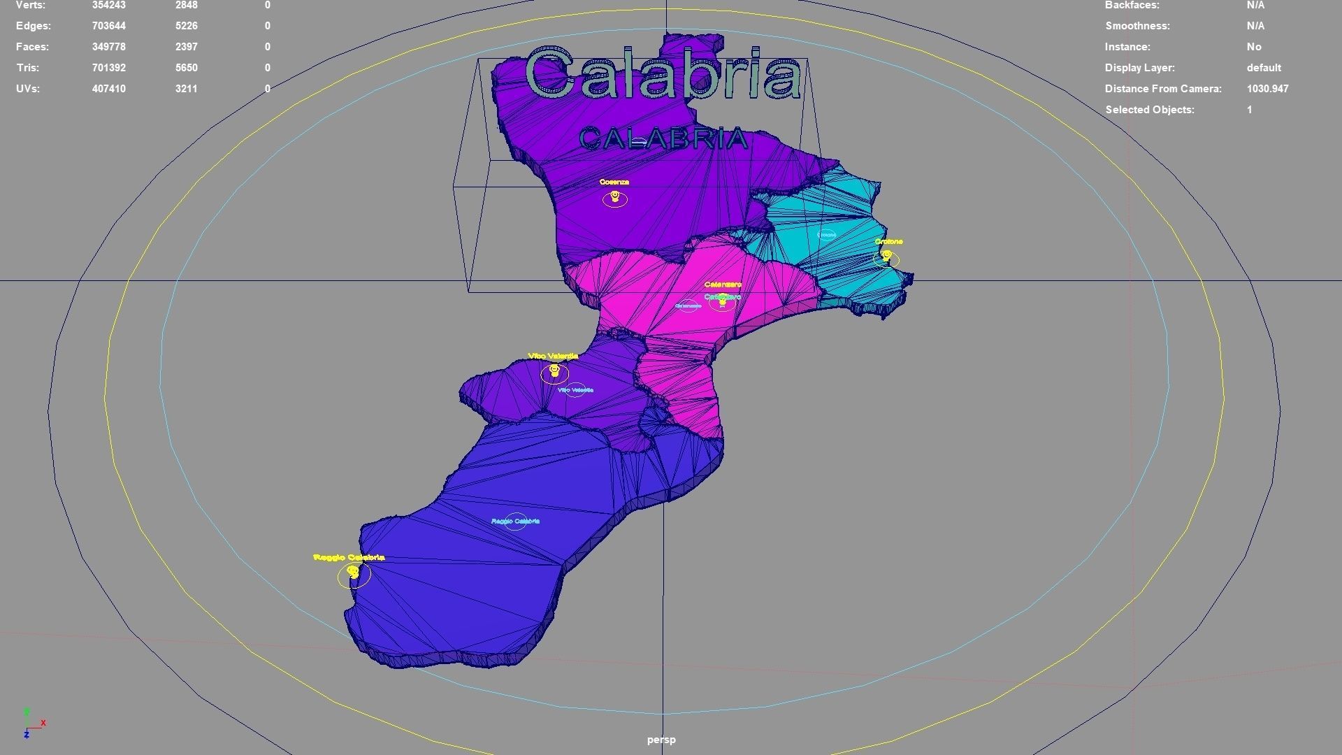 Calabria Italy map region geography political geographic 3D model ...