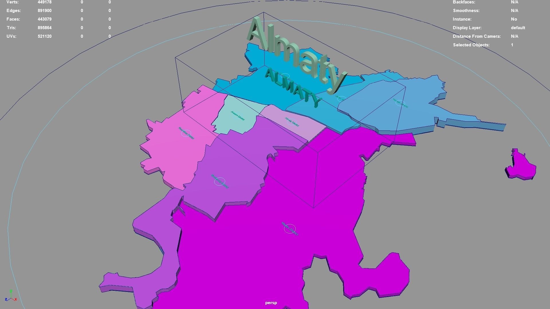 Almaty Kazakhstan map region geography political geographic 3D model ...