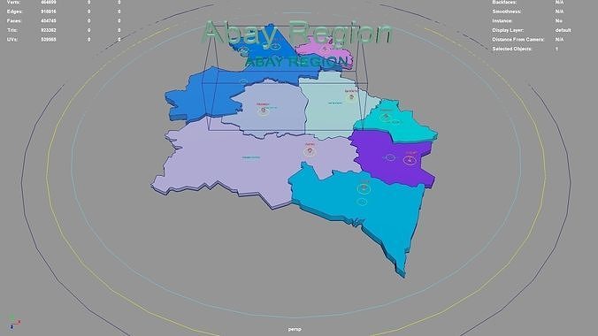 Abay Region Kazakhstan map region geography political 3D model rigged ...