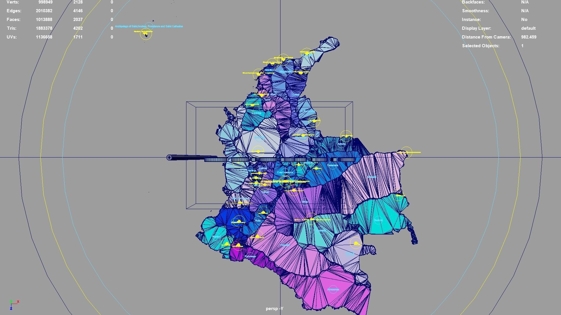 Colombia map region geography political geographic 3D model rigged ...