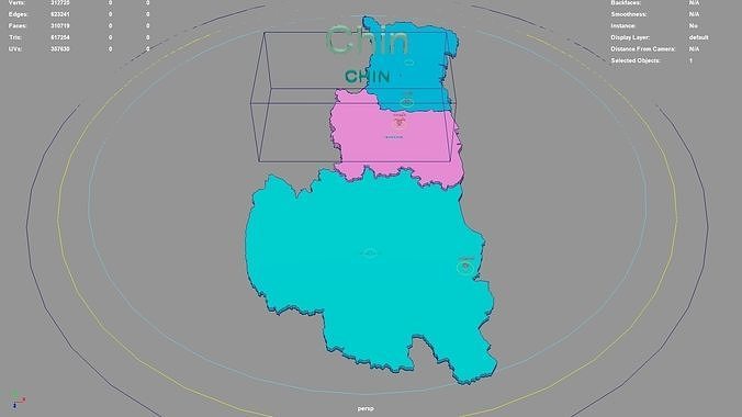 Chin Myanmar map region geography political geographic 3D model rigged ...