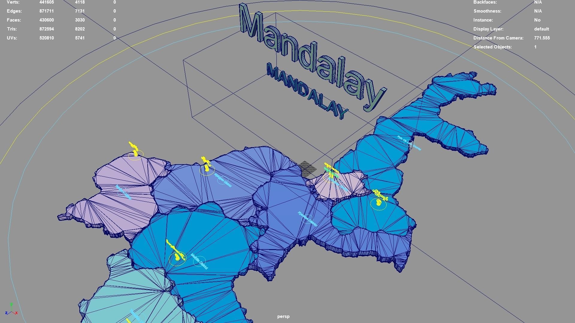 Mandalay Myanmar map region geography political geographic 3D model rigged | CGTrader