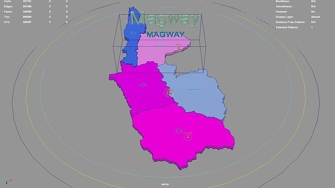 Magway Myanmar map region geography political geographic 3D model rigged | CGTrader