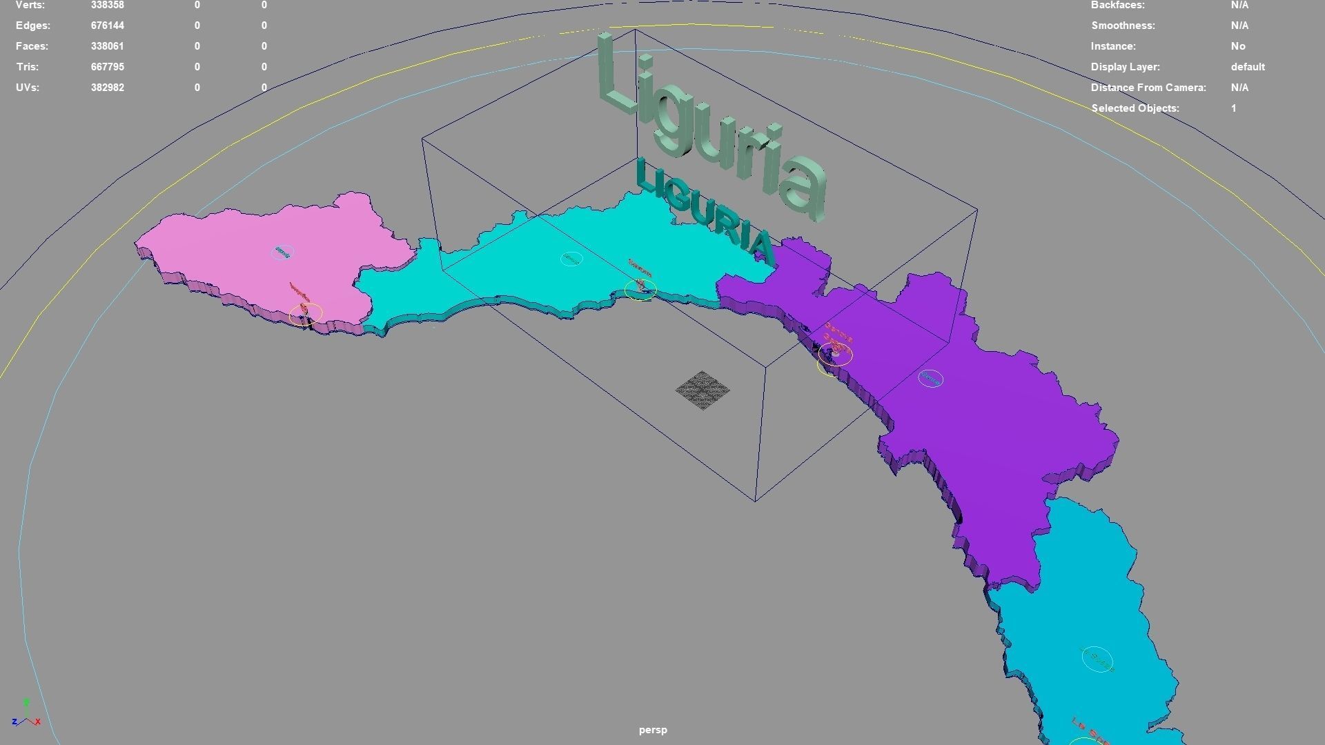 Liguria Italy map region geography political geographic 3D model rigged ...