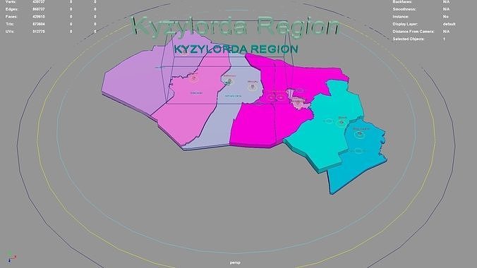 Kyzylorda Region Kazakhstan map region geography political 3D model ...