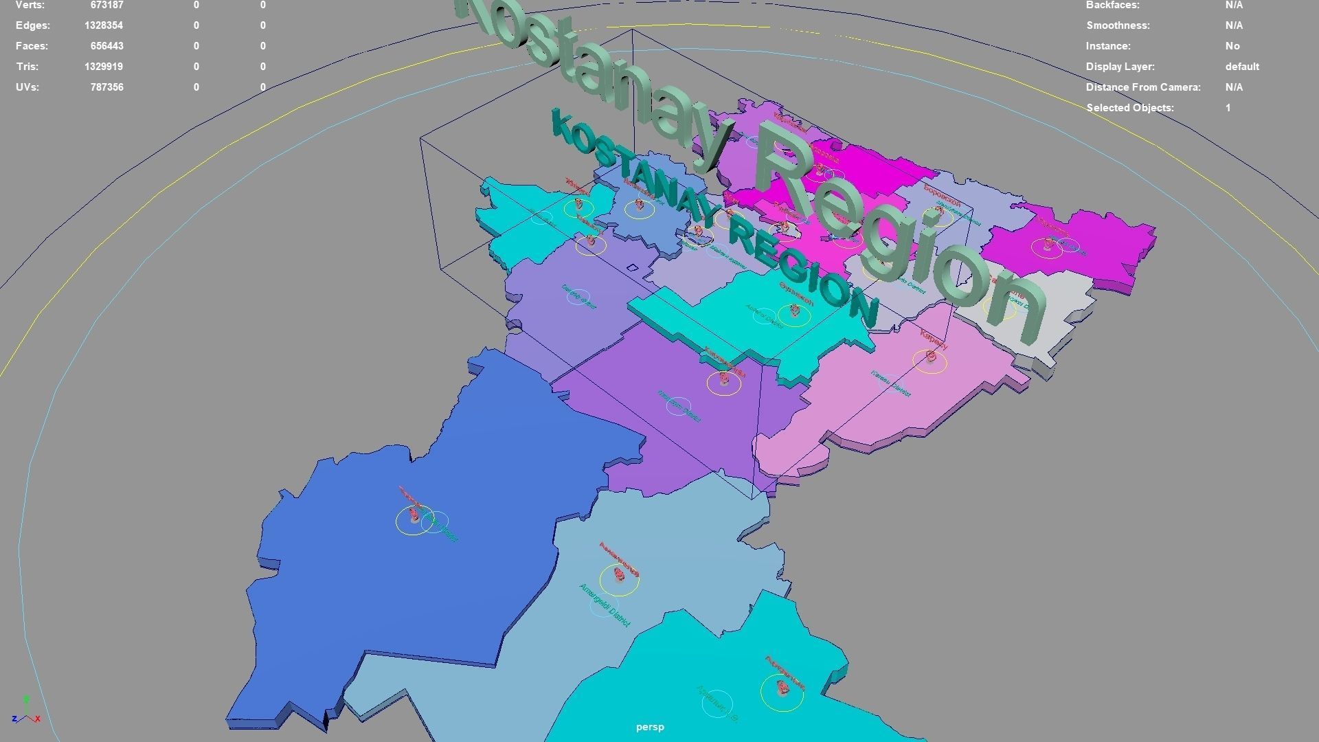 Kostanay Region Kazakhstan map region geography political 3D model ...