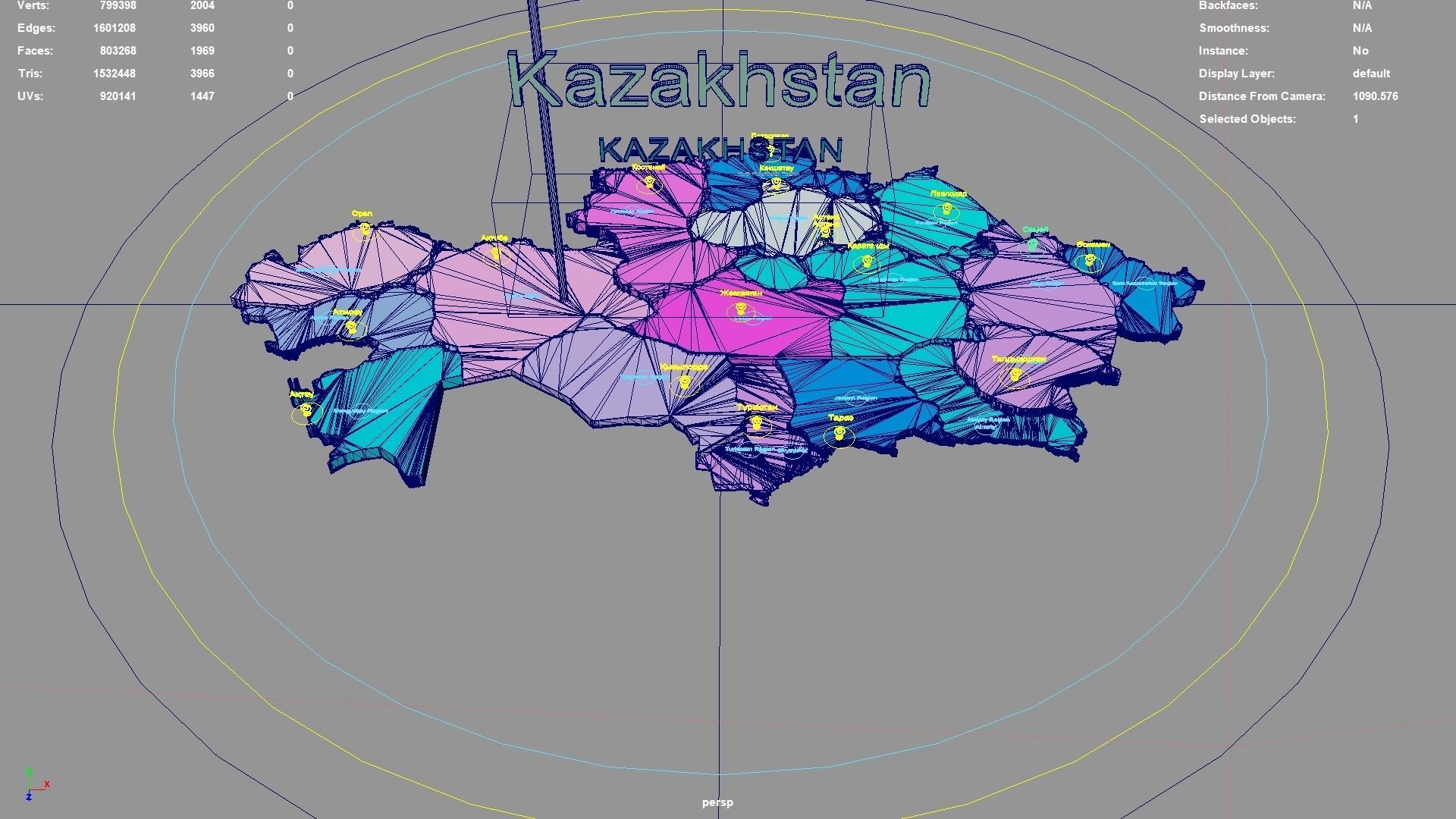 Kazakhstan map region geography political geographic 3D model rigged ...