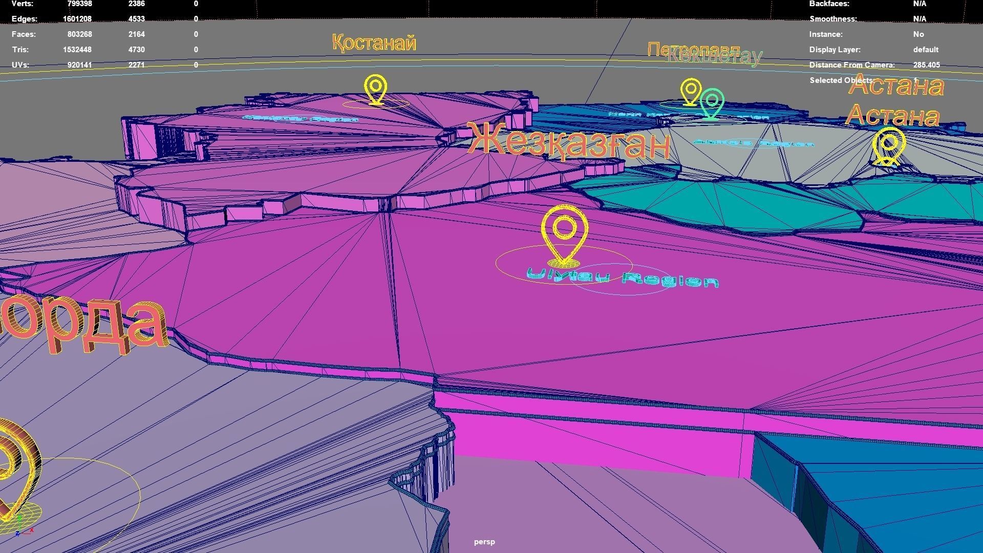 Kazakhstan map region geography political geographic 3D model rigged ...