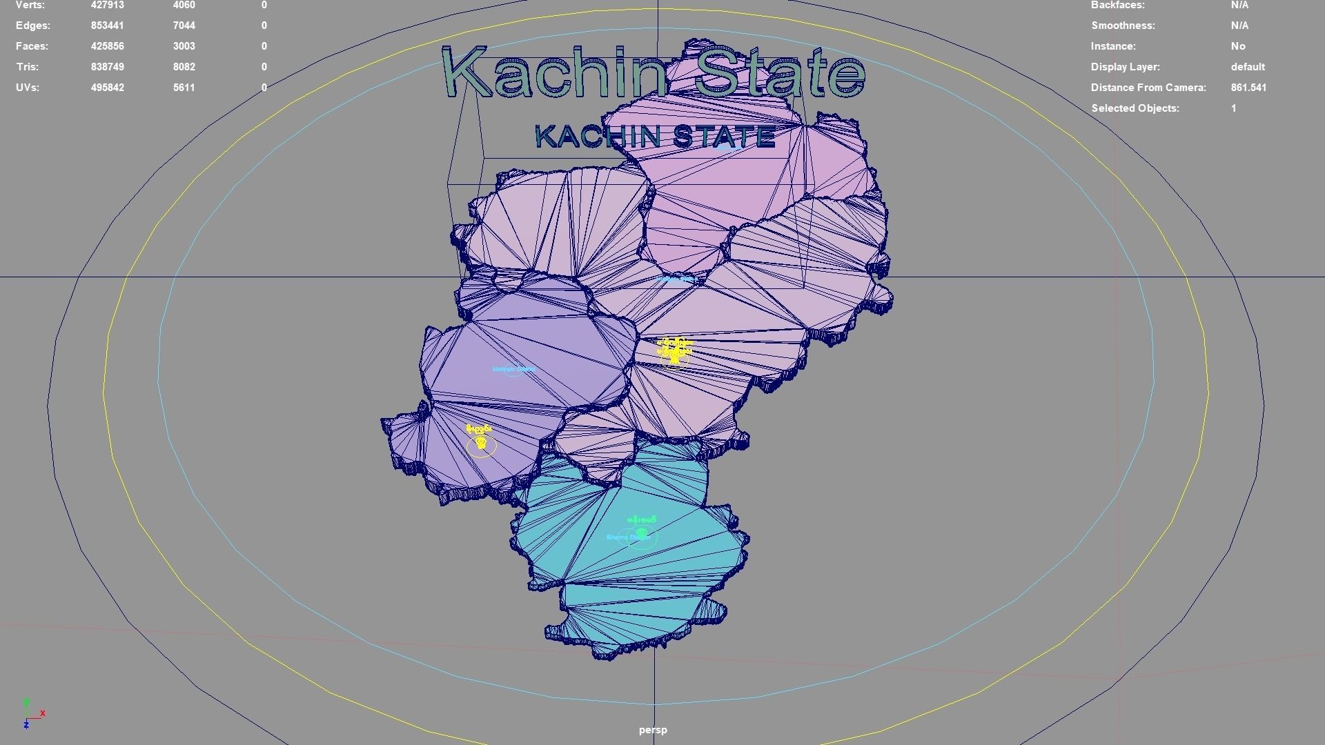 Kachin State Myanmar map region geography political geographic 3D model rigged | CGTrader