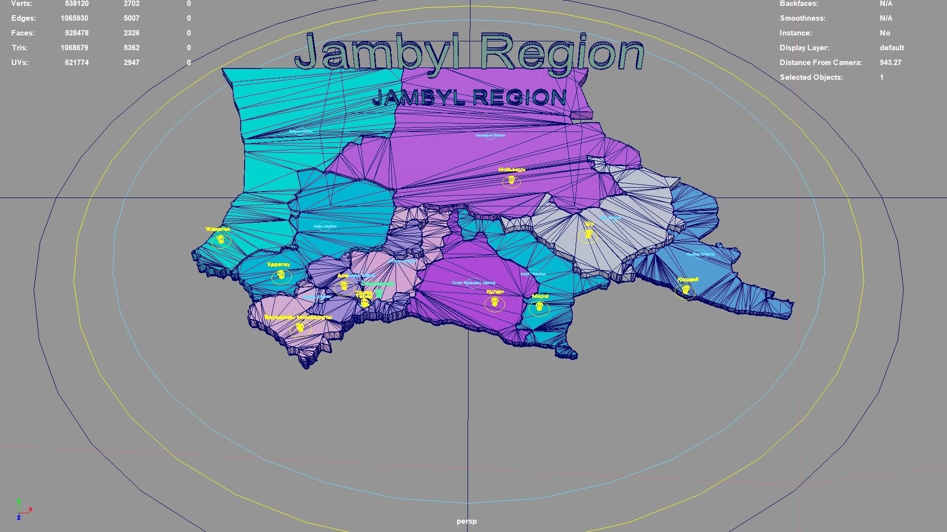Jambyl Region Kazakhstan map region geography political 3D model rigged ...