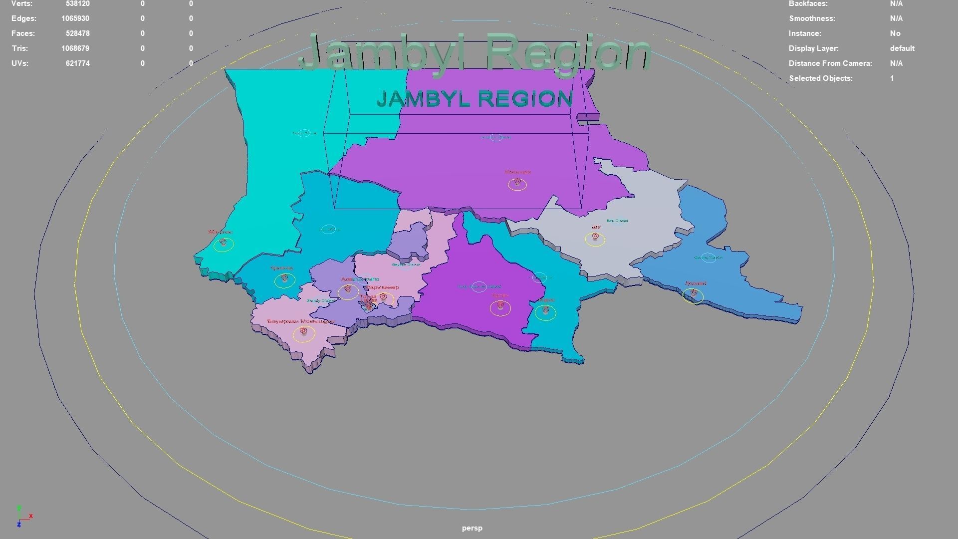 Jambyl Region Kazakhstan map region geography political 3D model rigged ...