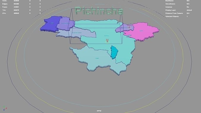 Pichincha Ecuador map region geography political geographic 3D model ...