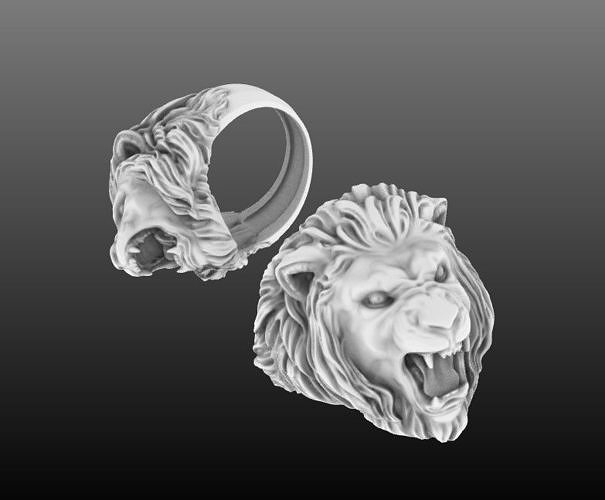 Majestic Roaring Lion Signature Rings 3D model 3D printable | CGTrader
