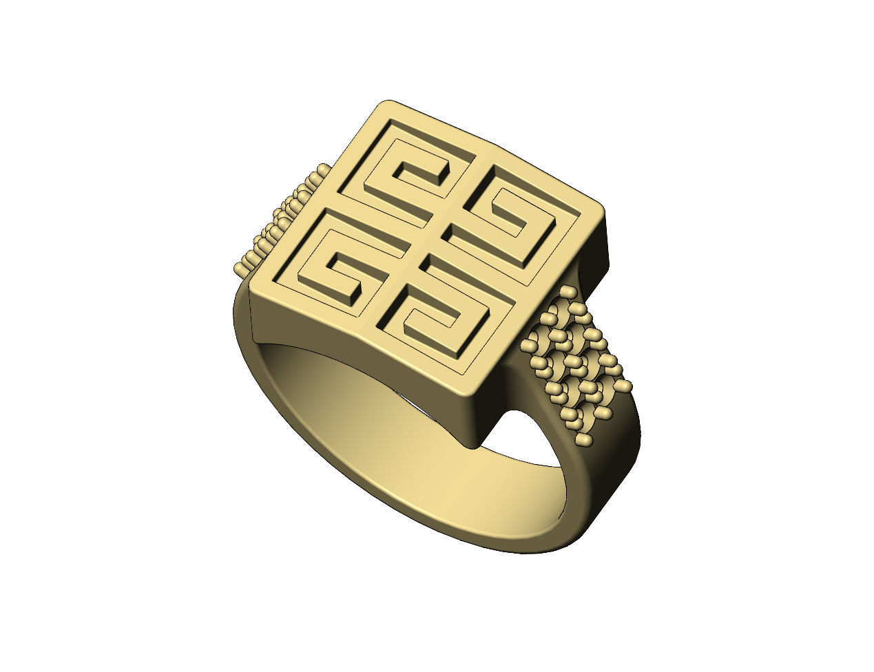 Diamond Givenchy greek key signet US sizes 8to11 3D model 3D printable ...
