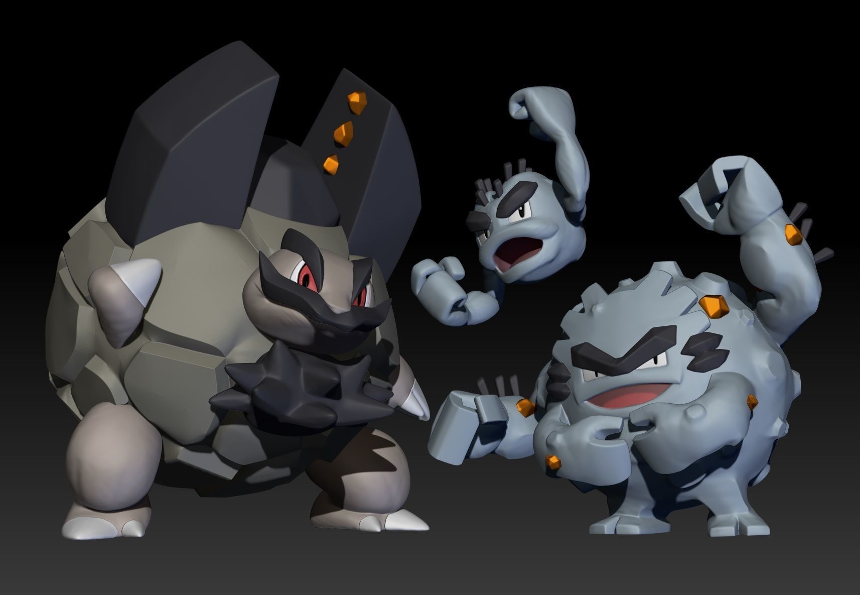 Pokemon Alolan Geodude Graveler Golem 3D model 3D printable | CGTrader
