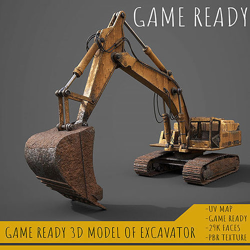3D model Game ready 3d model of Excavator VR / AR / low-poly | CGTrader