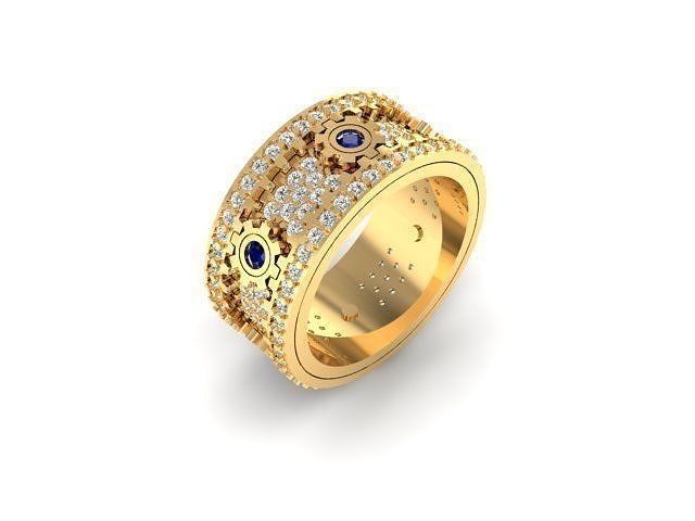 Mechanical Ring With Side Stone 3d Model stl 3D model 3D printable ...