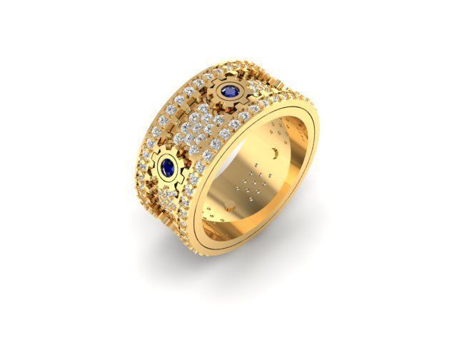 Mechanical Ring With Side Stone 3d Model stl 3D model 3D printable ...
