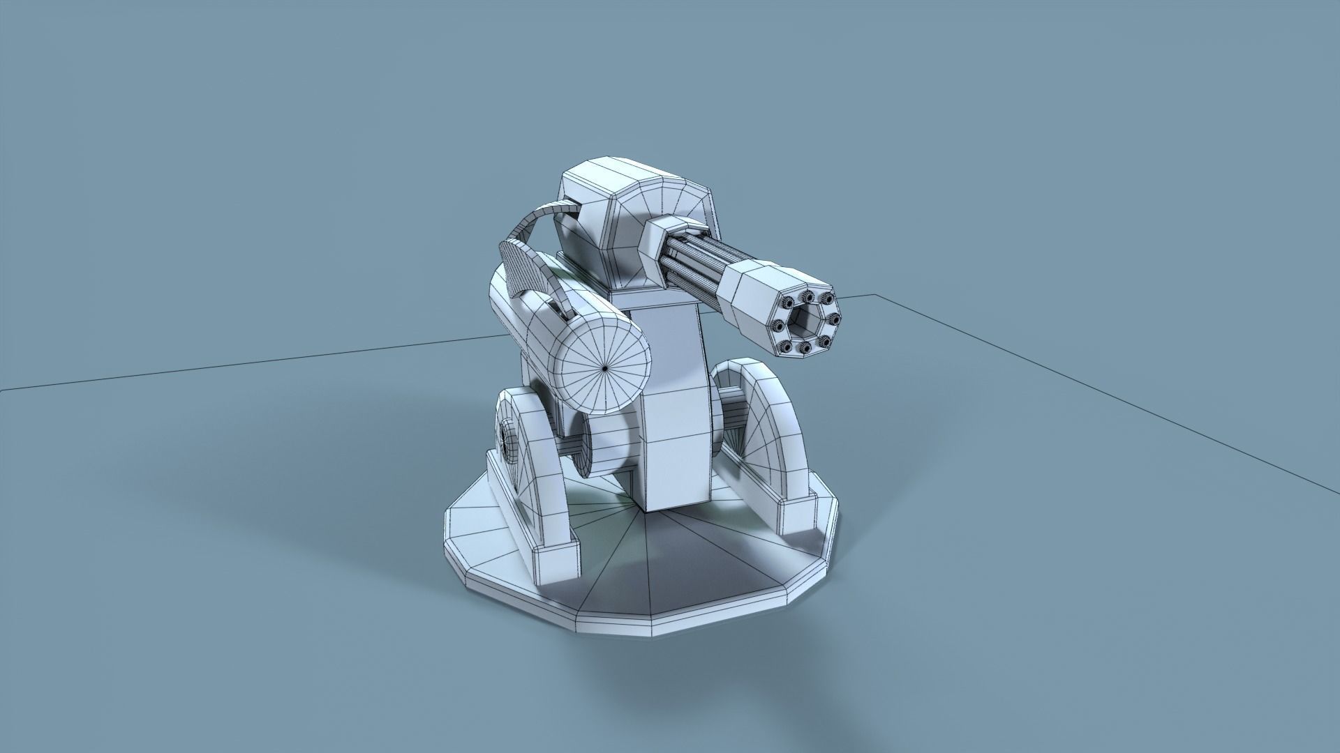3D model Sci-fi Gatling Turret game ready 3D Model VR / AR / low-poly ...