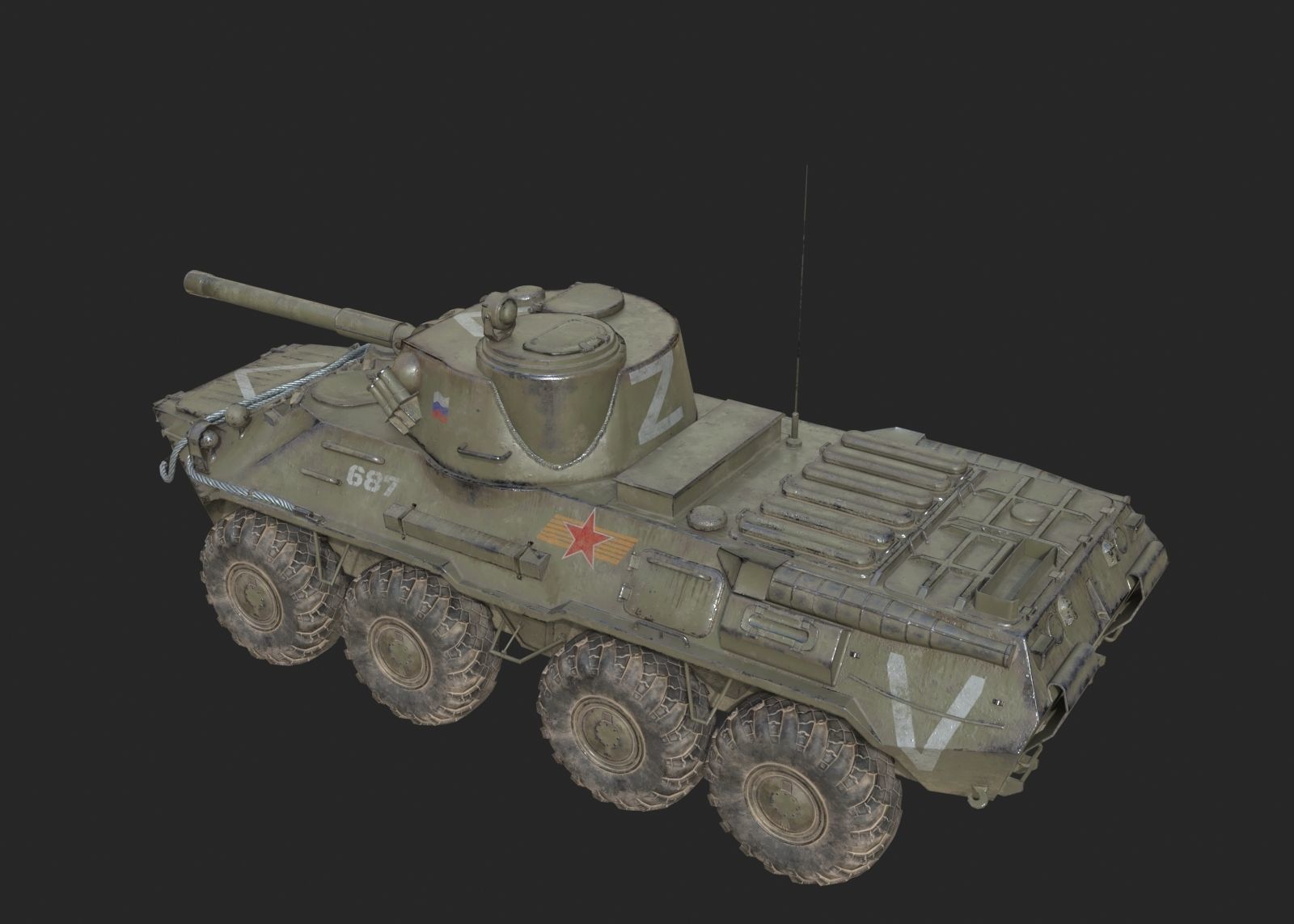3D model Russian Army 2S23 Nona-SVK Self-propelled howitzer VR / AR ...