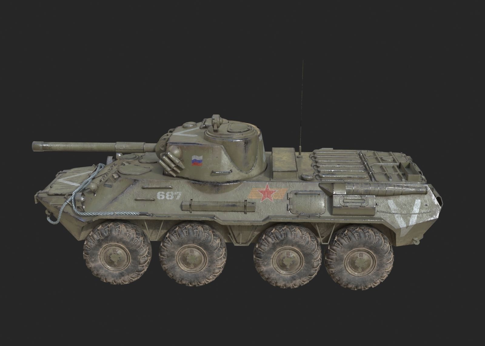 3D model Russian Army 2S23 Nona-SVK Self-propelled howitzer VR / AR ...