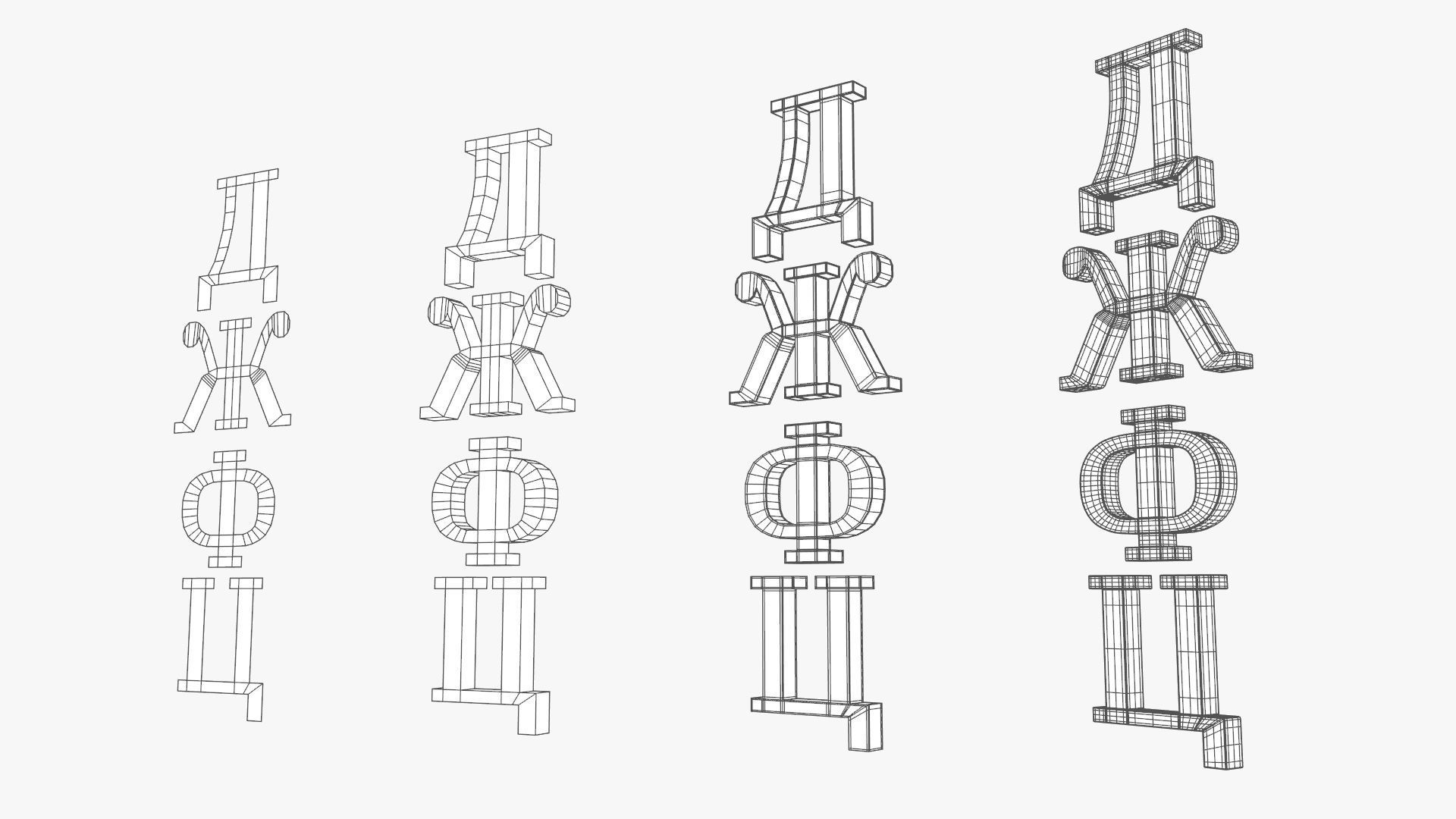 3D model Cyrillic Scripts Ukrainian and Russian Letters on low poly ...