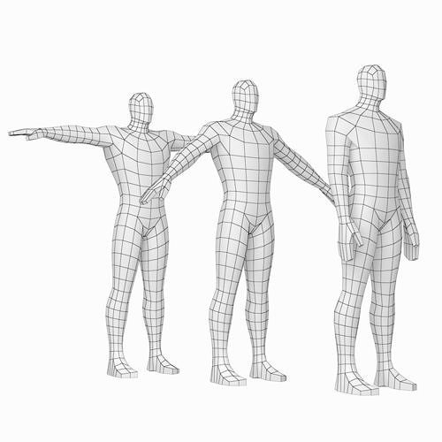 Male Hero in Three Poses Base Mesh 3D model | CGTrader